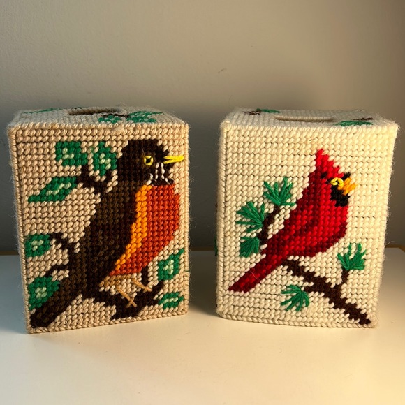 Vintage | Accents | Vintage Set Of Farmhouse Birds Tissue Box Cover ...